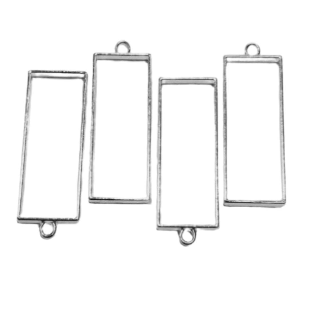 Silver Long Rectangle Open-Back Pendant Bezel (UV Resin | DIY Jeweller ...